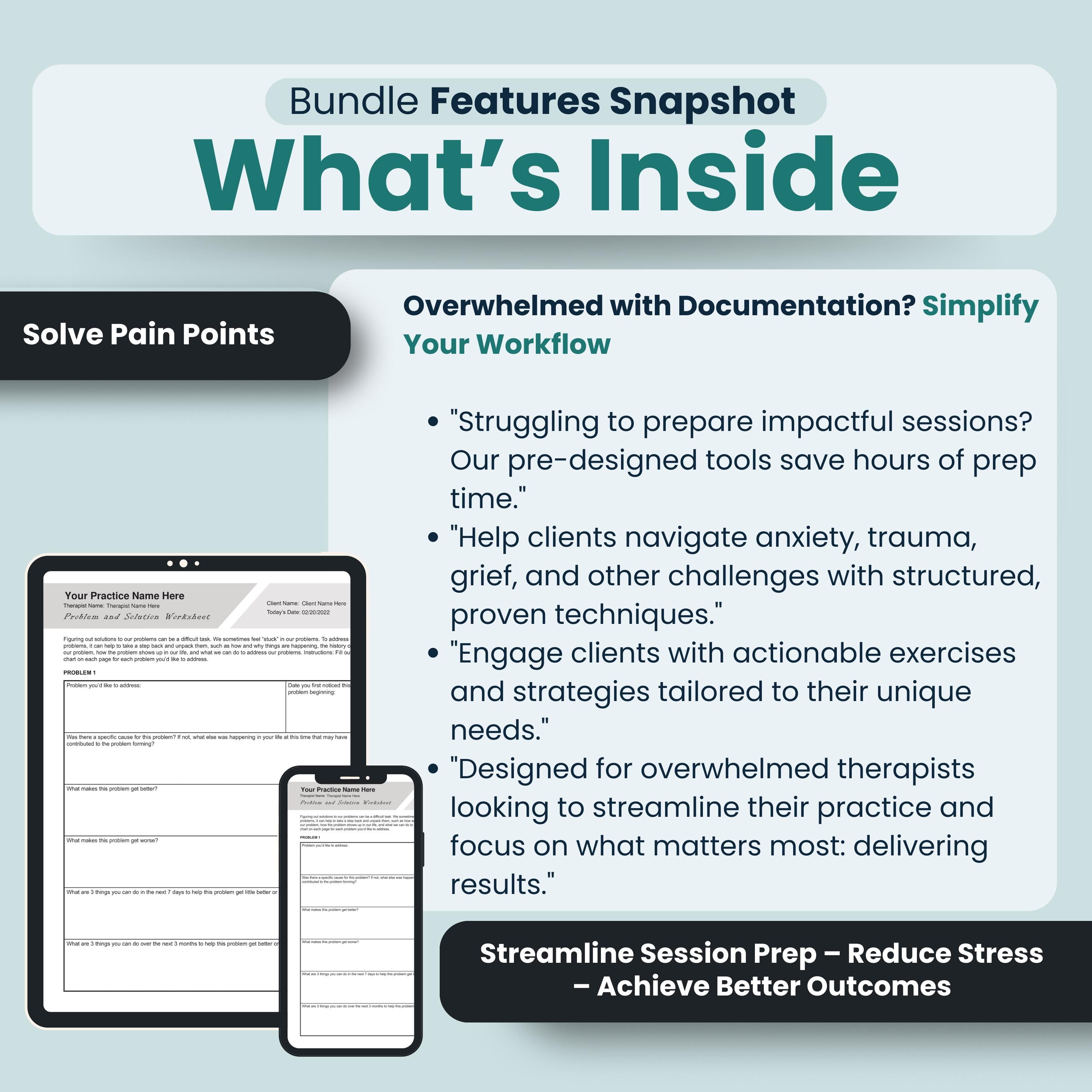 Solution Focused Therapy Worksheets Bundle, 20 Fillable/printable PDF ...