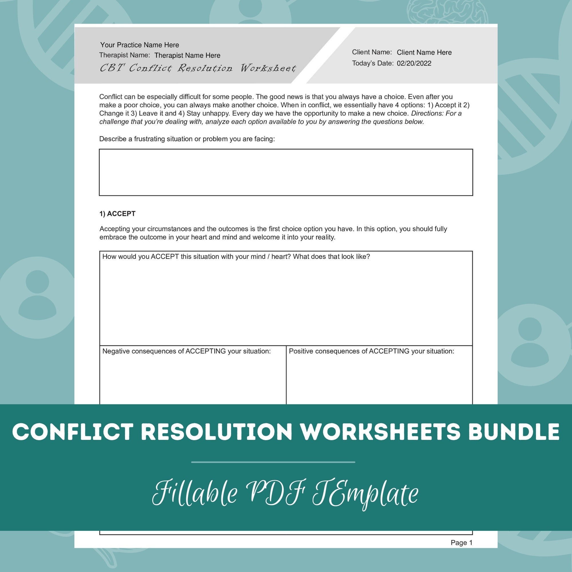 Conflict Resolution Worksheets Bundle Editable / Fillable / Printable ...