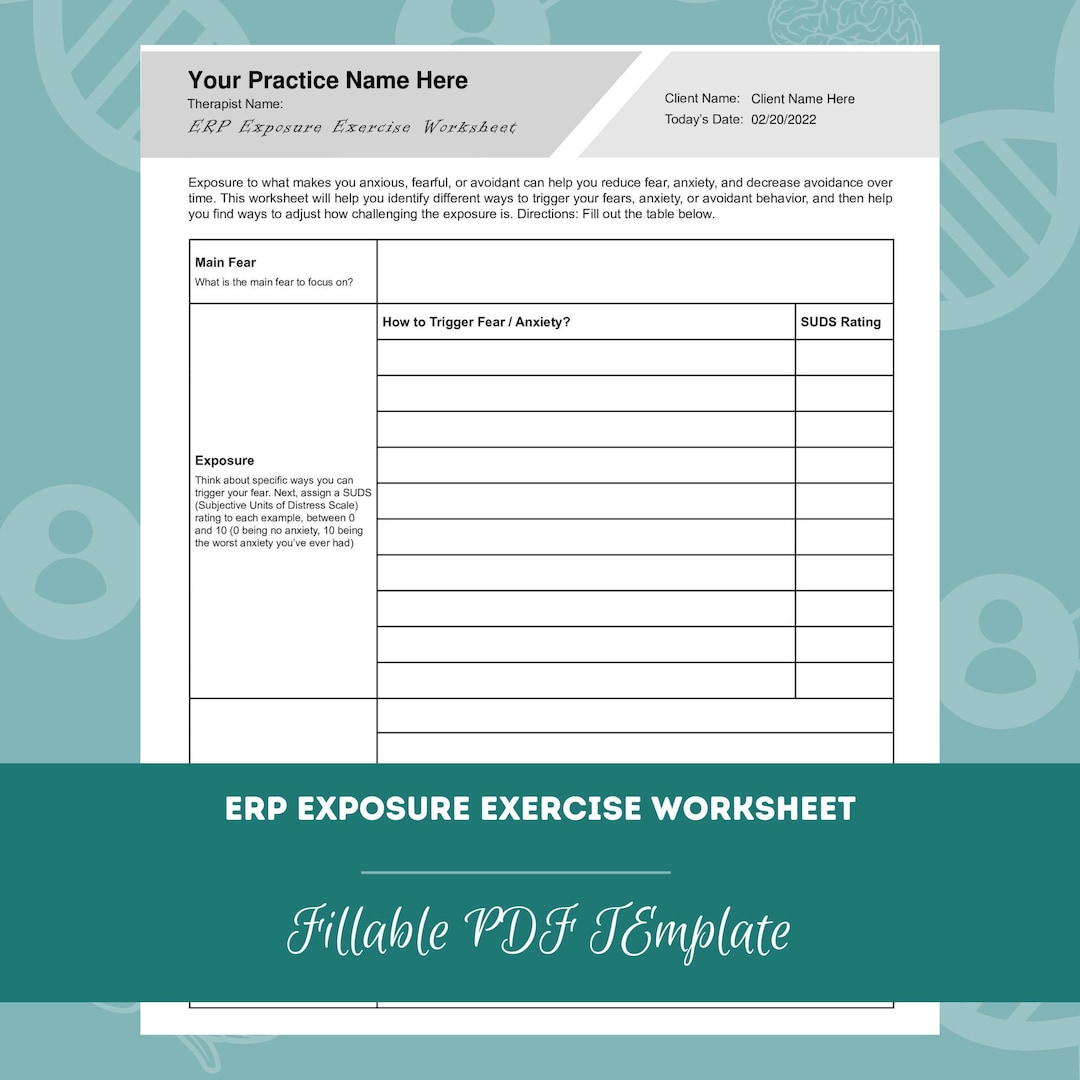 ERP Exposure Exercise Worksheet | Editable / Fillable PDF Template ...