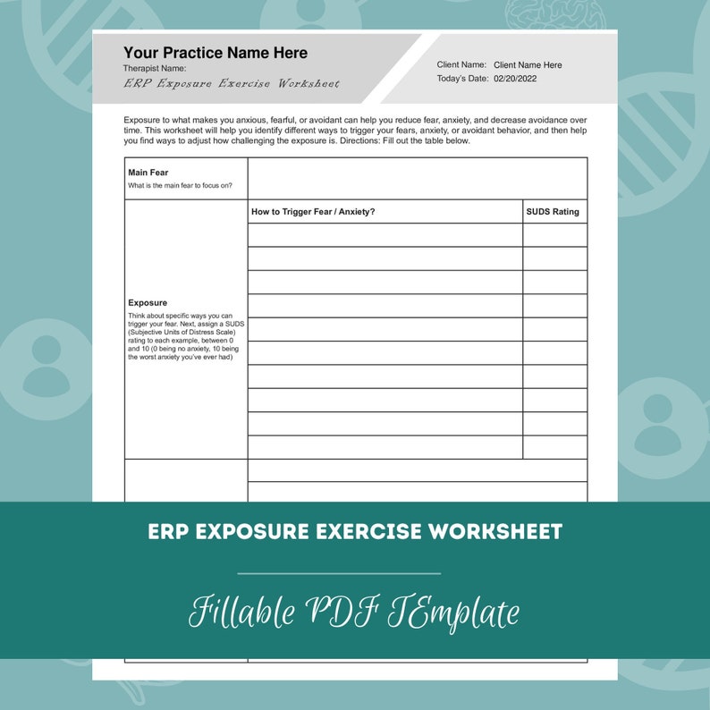 ERP Exposure Exercise Worksheet | Editable / Fillable PDF Template ...