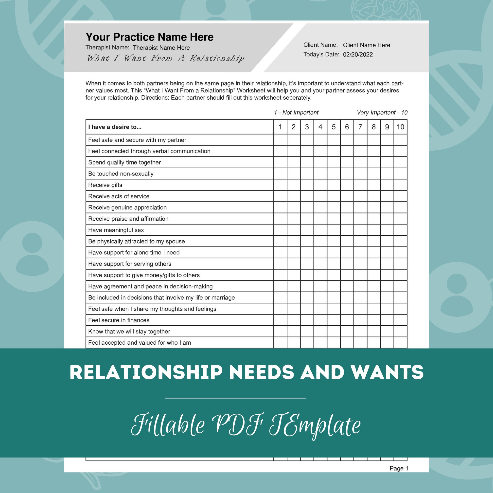 Couples Therapy Worksheets Bundle, 32 Fillable, Printable PDF Notes ...