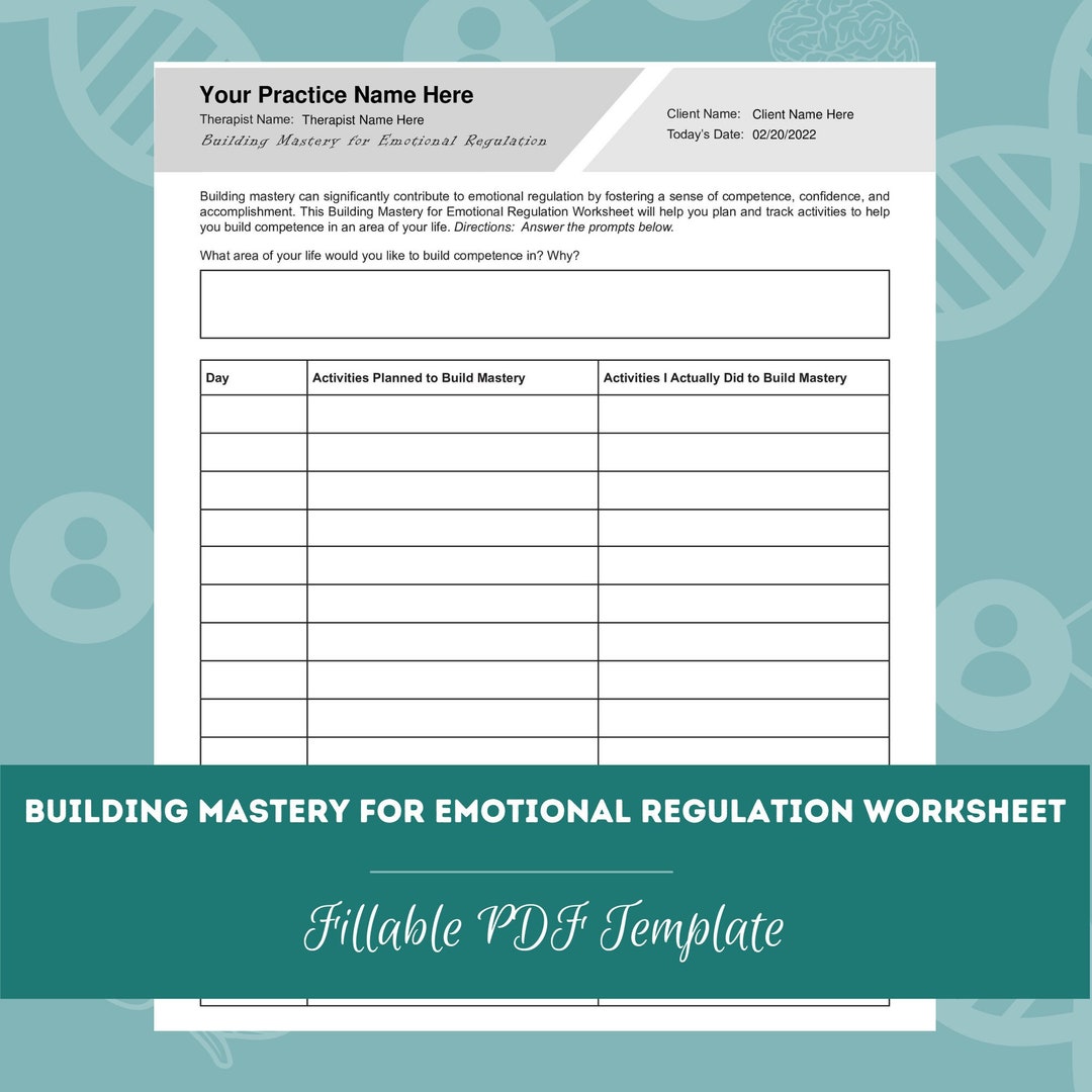 Building Mastery for Emotional Regulation Worksheet | Fillable ...