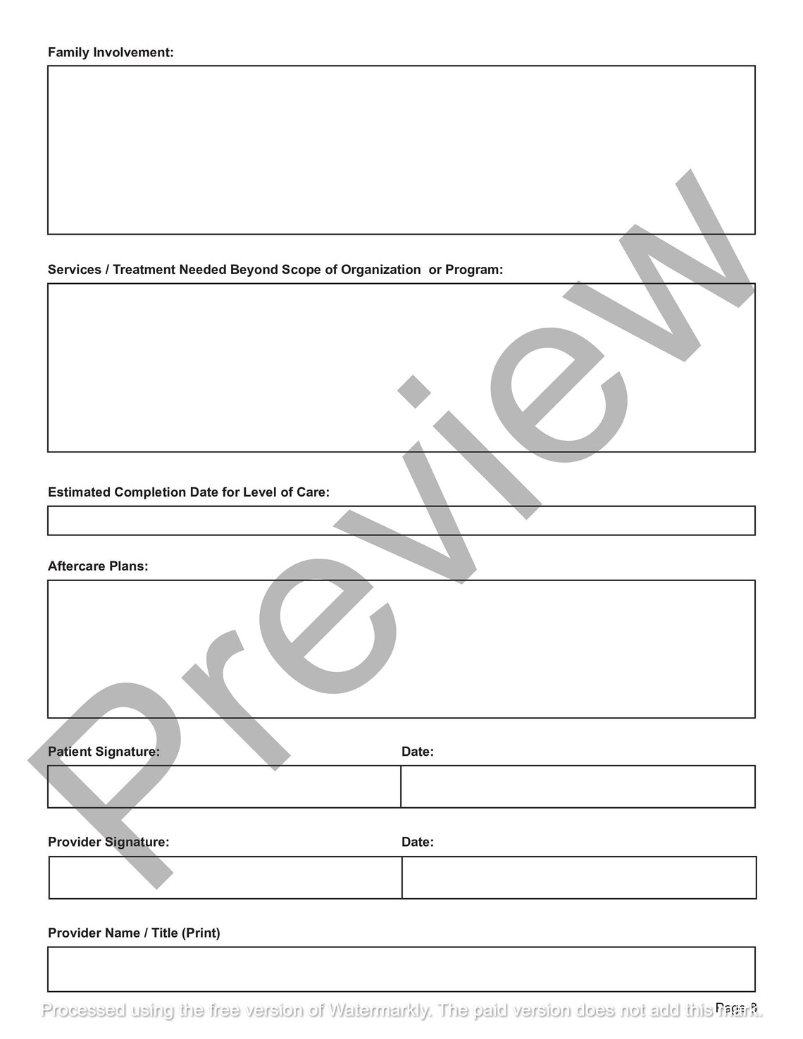 Counseling Treatment Plan Template for Mental Health, Editable/fillable ...