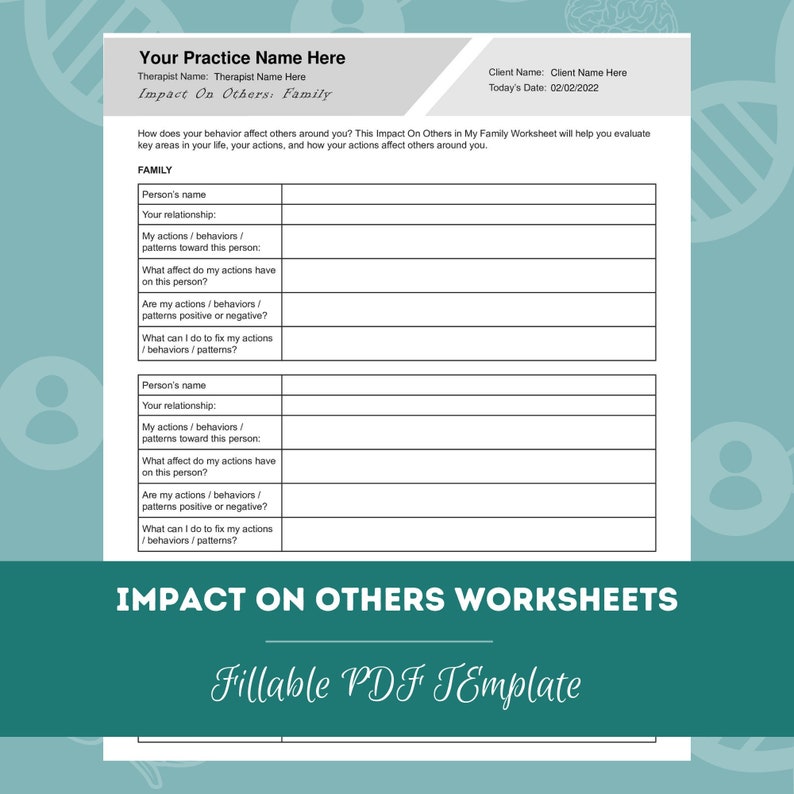 Impact on Others Worksheets | Editable / Fillable PDF Template | for ...