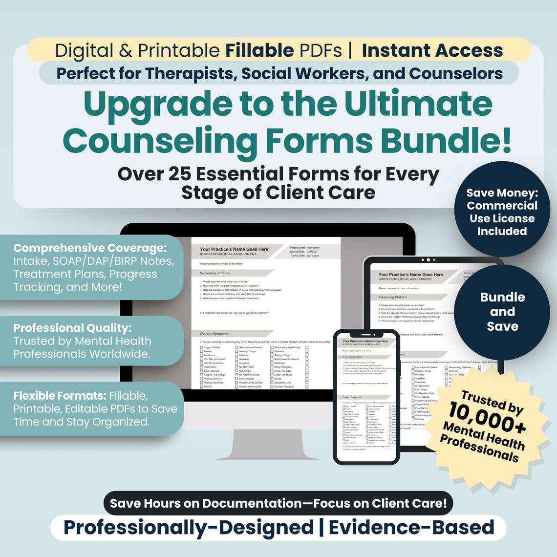 Counseling Intake Form - Telecounseling Consent | Editable / Fillable ...
