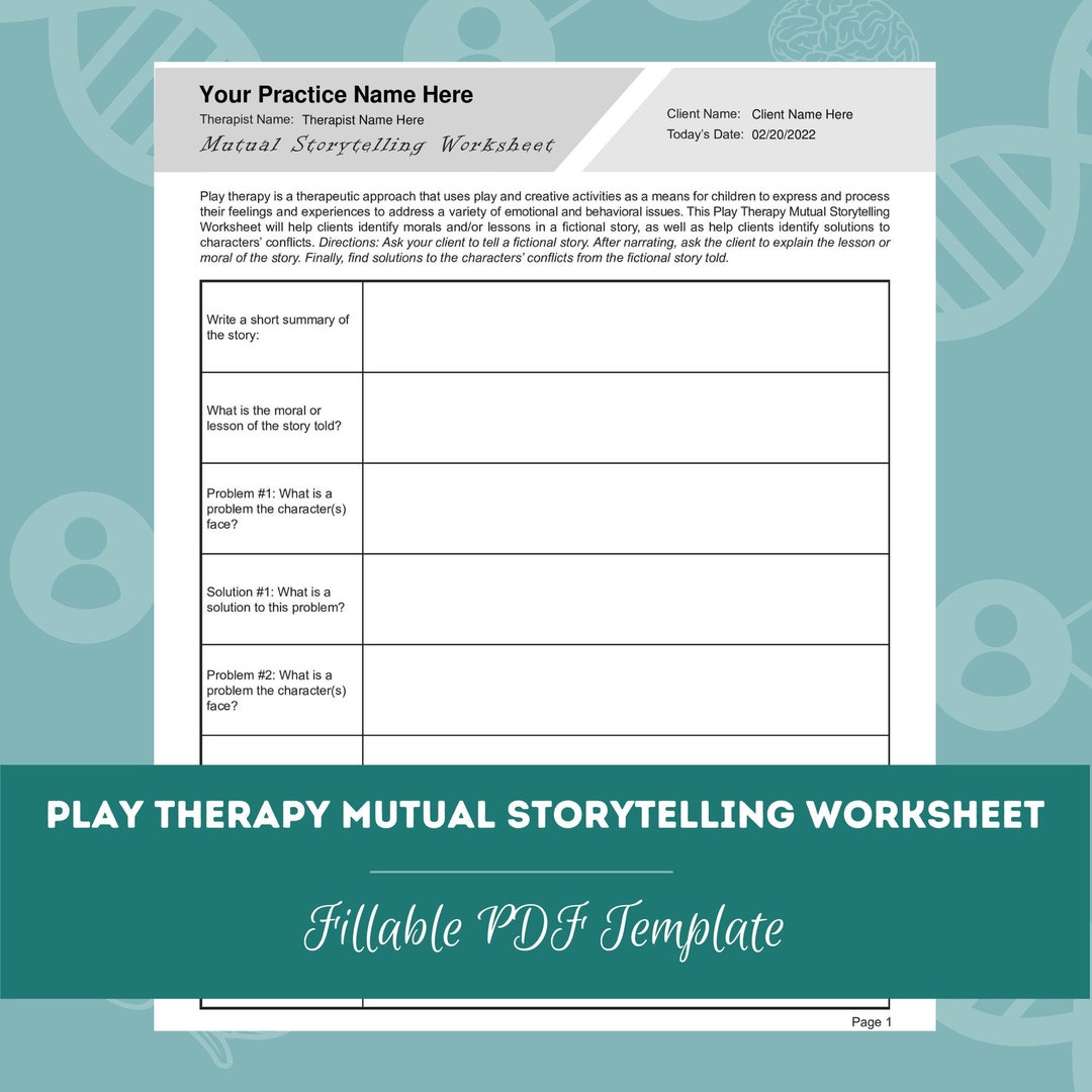Play Therapy Mutual Storytelling Worksheet | Editable / Fillable PDF ...