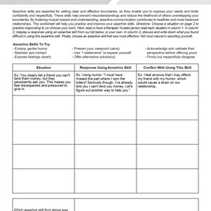 Building Assertive Skills Worksheet | Editable / Fillable / Printable ...