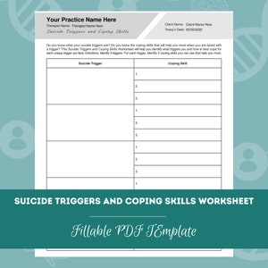 Suicide Prevention Worksheets Bundle Editable / Fillable / Printable ...