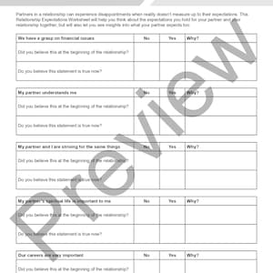 Relationship Expectations Worksheet | Editable / Fillable PDF Template ...