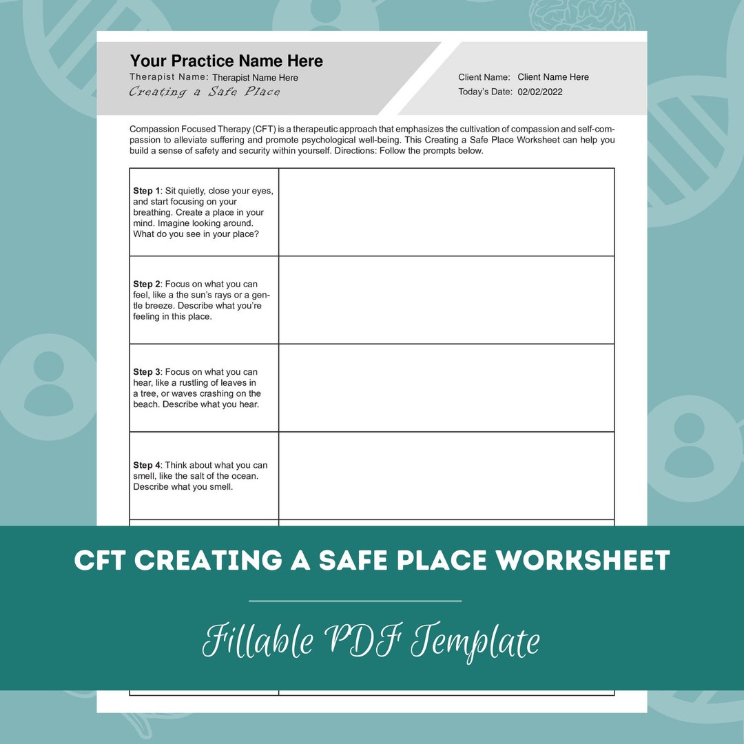 CFT Creating a Safe Place Worksheet | Editable / Fillable PDF Template ...
