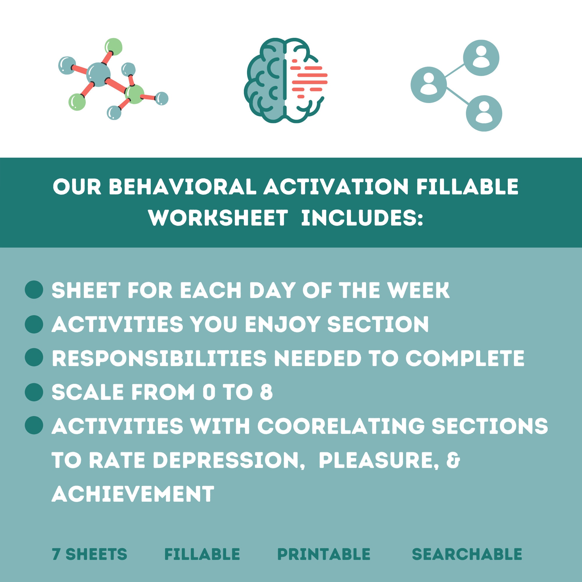 Behavioral Activation Worksheet Therapy Template | Editable / Fillable ...