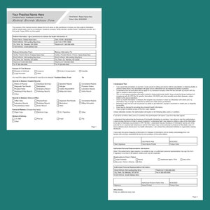Medical Records Release Form Editable / Fillable PDF - Etsy