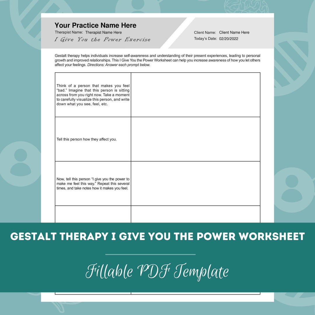Gestalt Therapy I Give You the Power Worksheet | Editable / Fillable ...