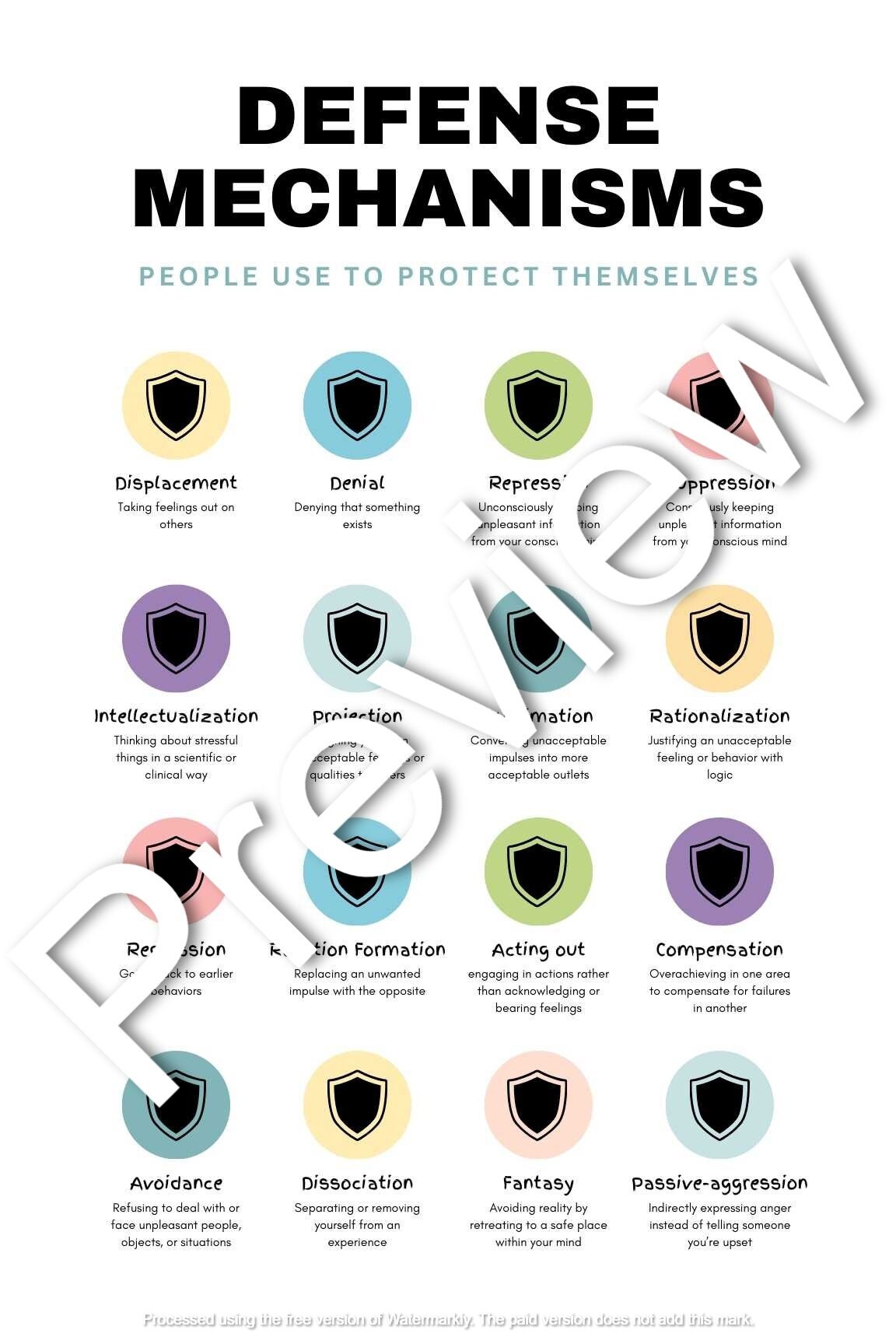 Defense Mechanisms Poster | Printable PDF | *includes 1 Commercial ... Defense Mechanisms Poster | Printable PDF | *includes 1 Commercial ...