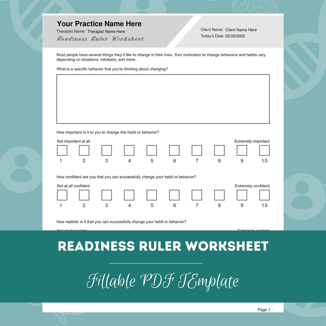 Readiness Ruler Worksheet | Editable / Fillable PDF Template | for ...