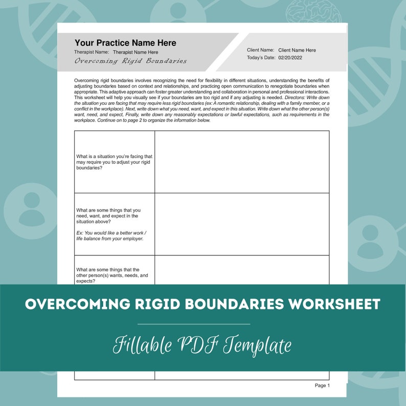 Overcoming Rigid Boundaries Worksheet | Editable / Fillable / Printable ...