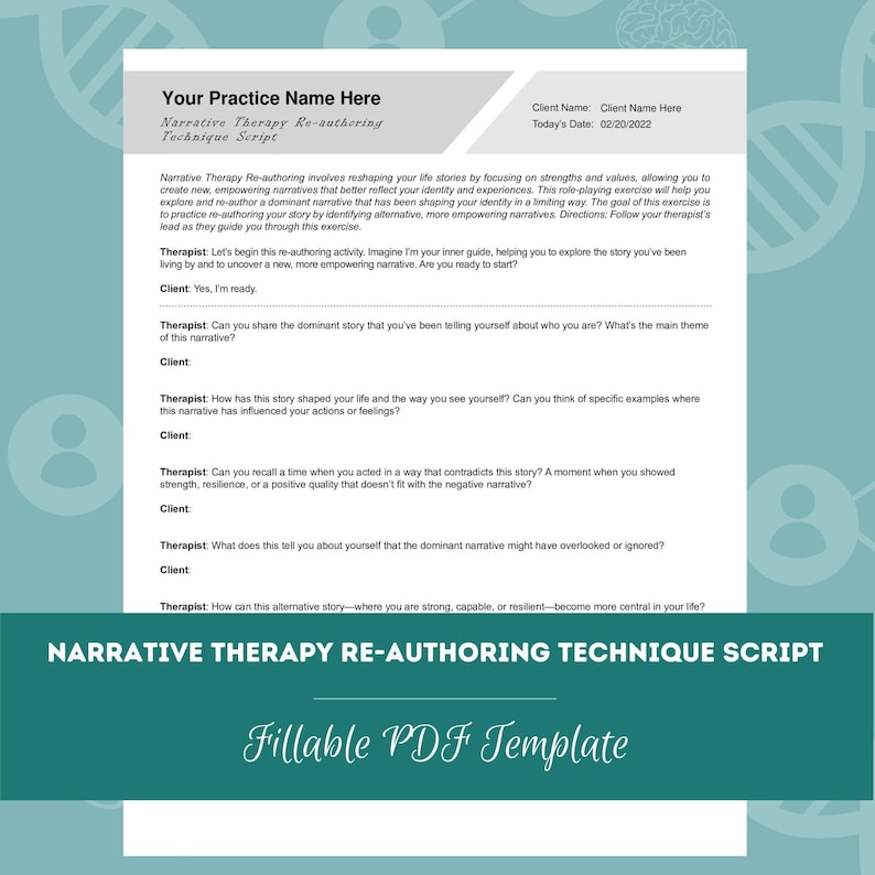 Narrative Therapy Re-authoring Technique Script Worksheet Fillable PDF ...