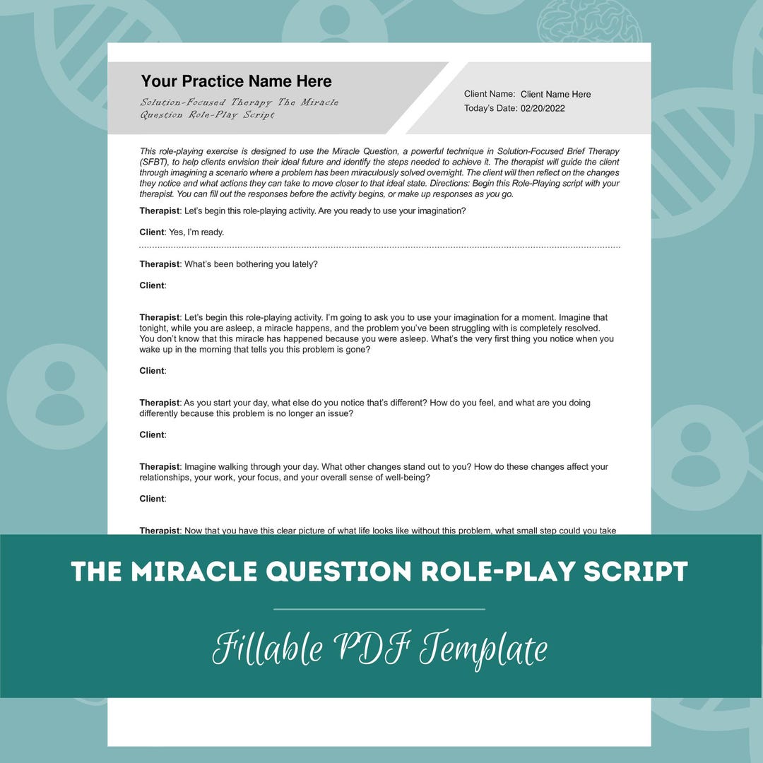 Solution-focused Therapy the Miracle Question Role-play Script ...