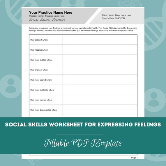 Social Skills Worksheets for Expressing Feelings Editable / - Etsy