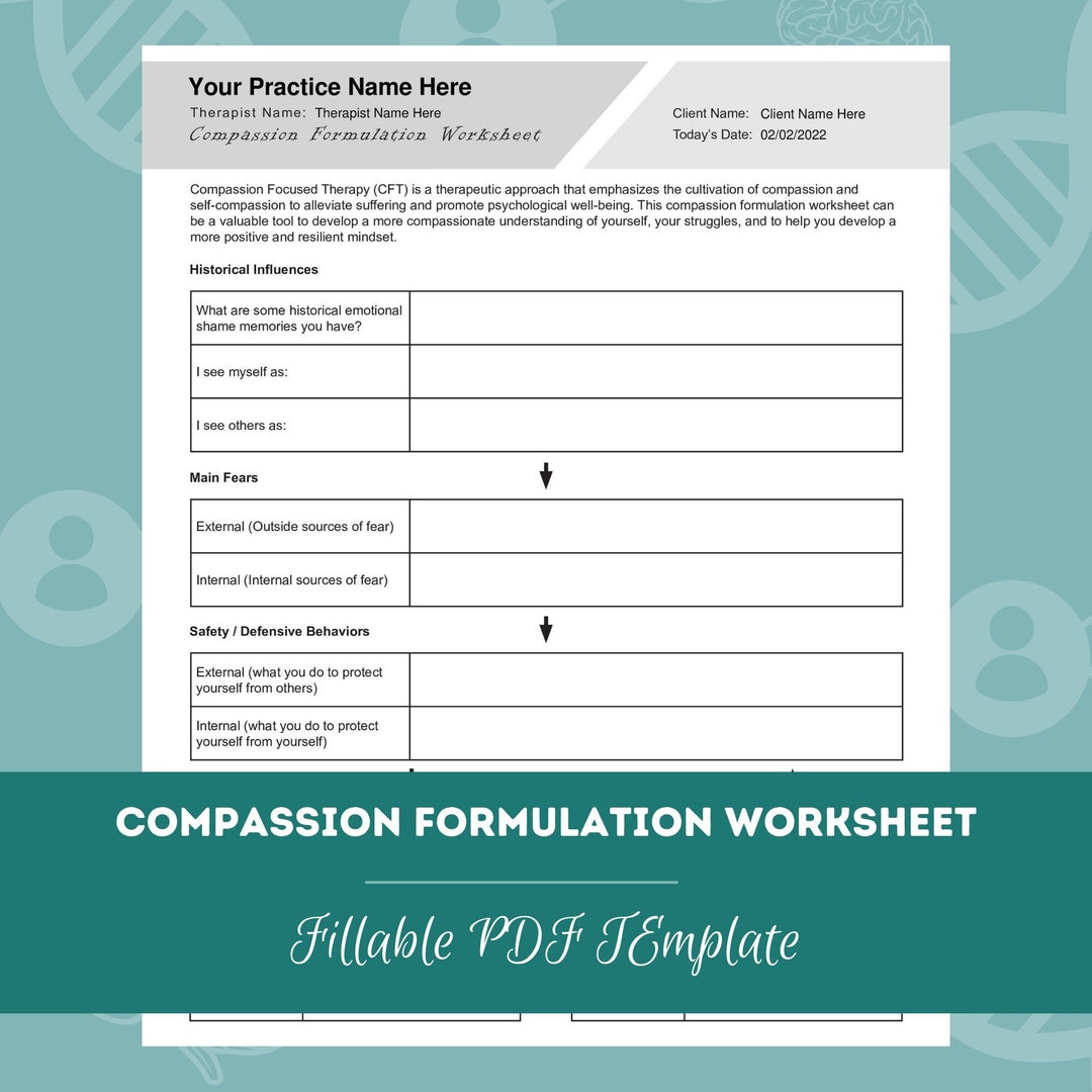 Compassion Formulation Worksheet | Editable / Fillable PDF Template ...
