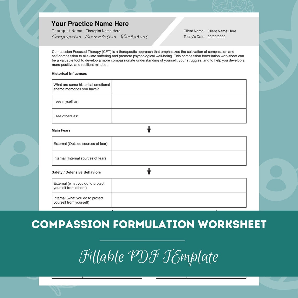 Compassion Formulation Worksheet | Editable / Fillable PDF Template ...