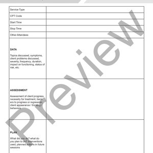 DAP Note Template | Editable / Fillable PDF Template | for Counselors ...