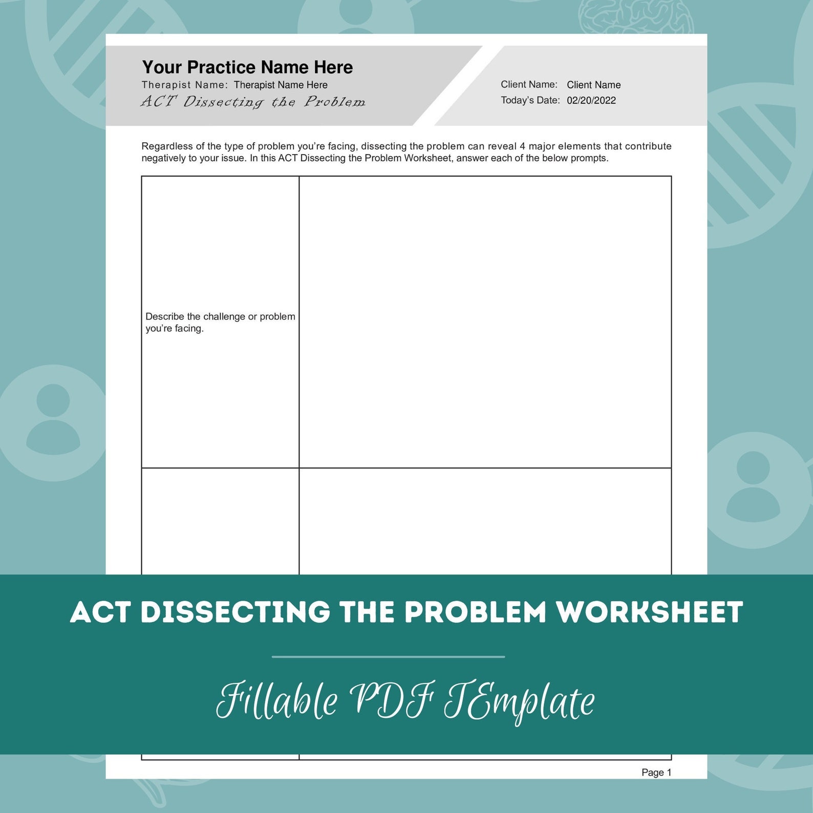 ACT Dissecting the Problem Worksheet Editable / Fillable PDF for ... ACT Dissecting the Problem Worksheet Editable / Fillable PDF for ...