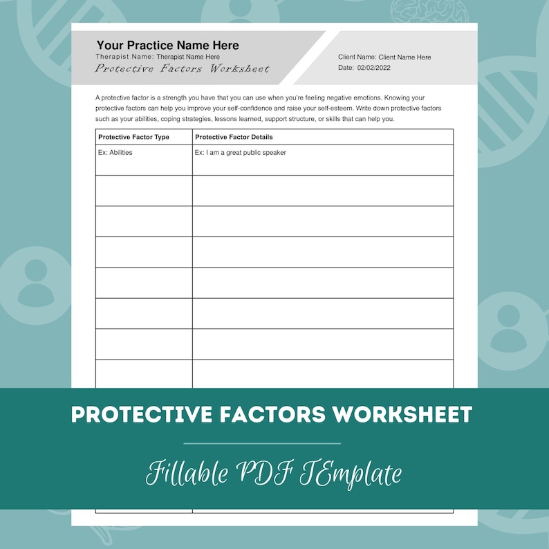 Protective Factors Worksheet | Editable / Fillable PDF Template | for ...