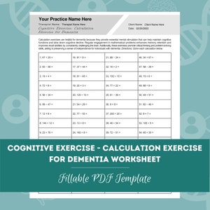 Dementia Worksheets Bundle | Fillable PDF | for Counselors ...