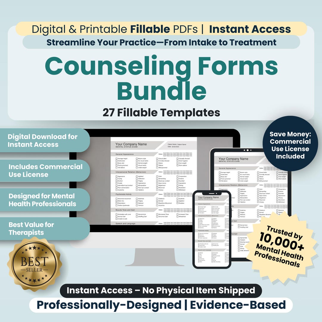 New Counseling Practice Forms Bundle | 29 Editable / Fillable ...