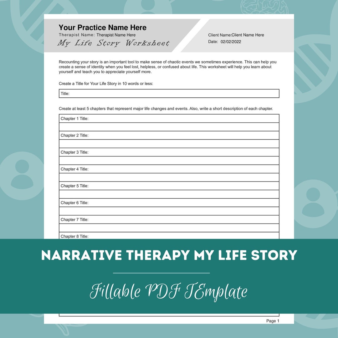 Narrative Therapy My Life Story Worksheet | Editable / Fillable PDF ...