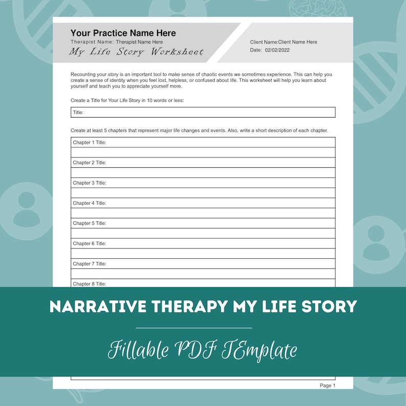 Narrative Therapy My Life Story Worksheet | Editable / Fillable PDF ...