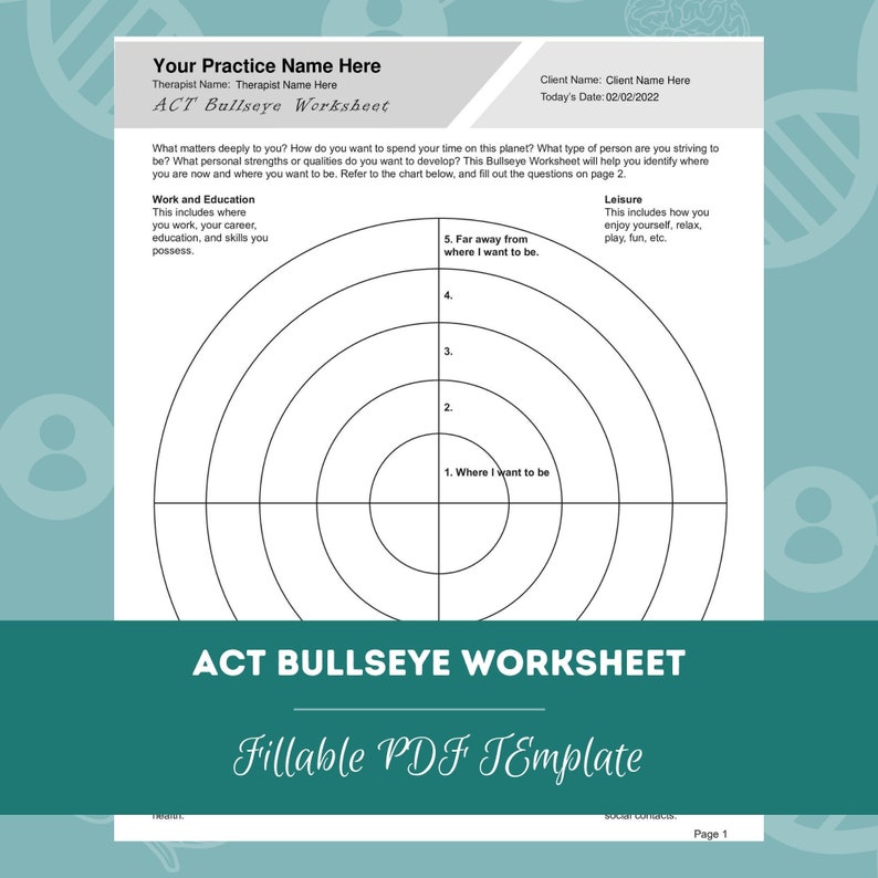 ACT Bullseye Worksheet | Editable / Fillable PDF | for Counselors ...