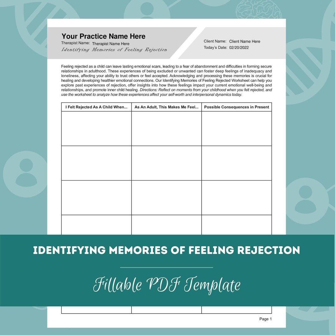 Identifying Memories of Feeling Rejection Inner Child Worksheet ...
