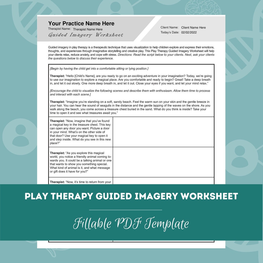 Play Therapy Guided Imagery Worksheet | Editable / Fillable PDF ...