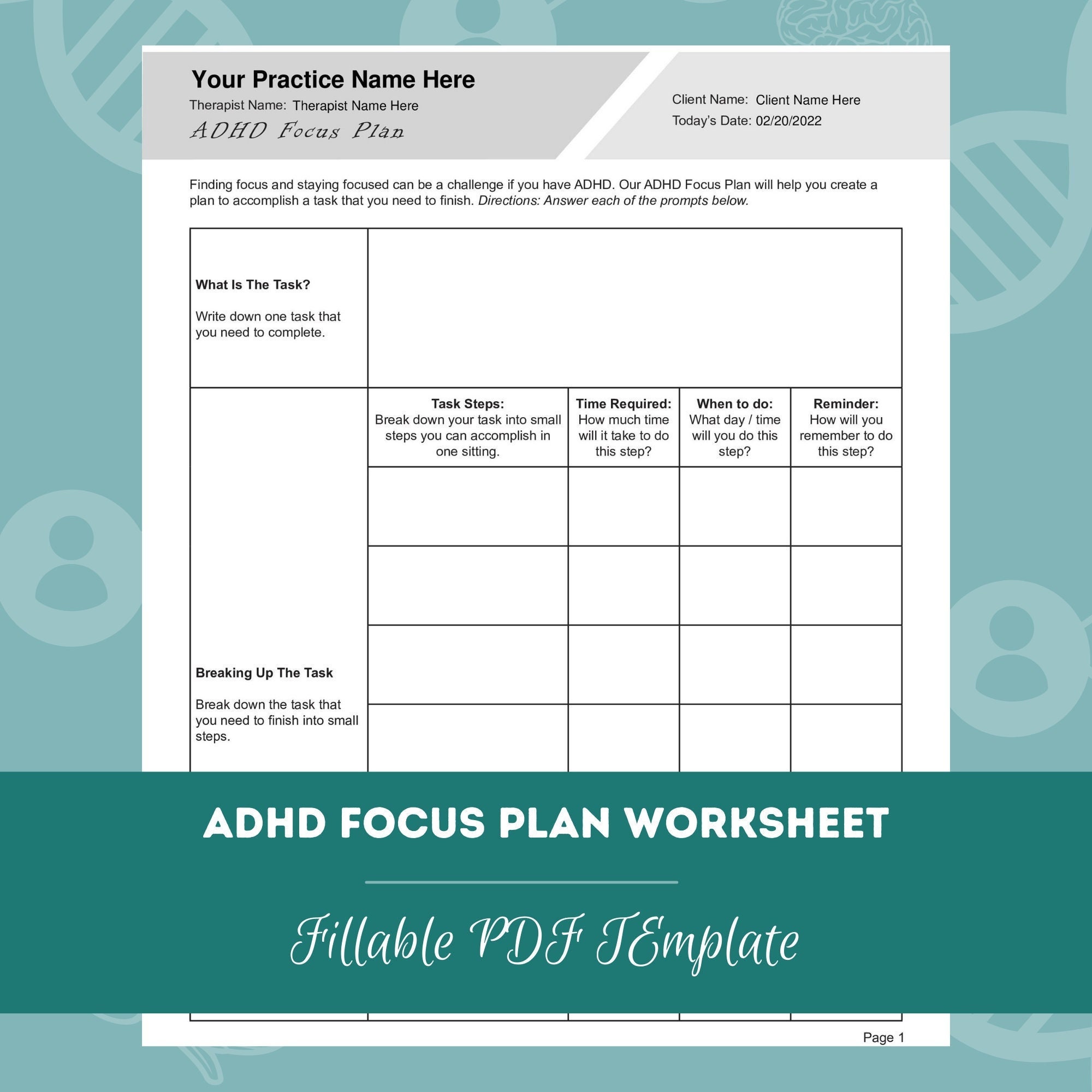 ADHD Focus Plan Worksheet | Editable / Fillable PDF | for Counselors ... ADHD Focus Plan Worksheet | Editable / Fillable PDF | for Counselors ...