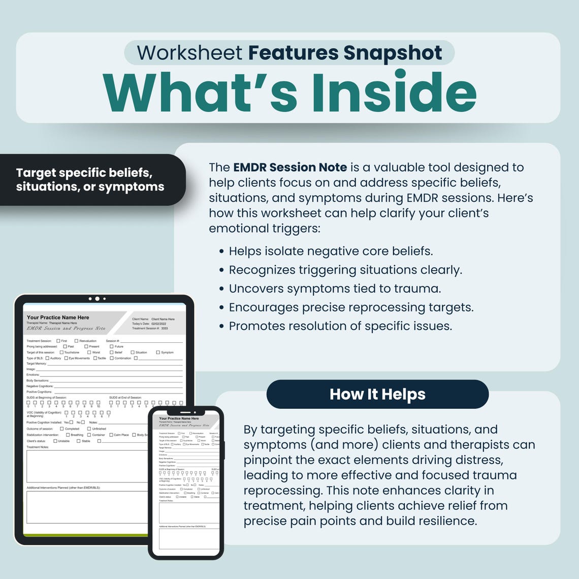 EMDR Session Note Worksheet | Editable / Fillable PDF Template | for ...