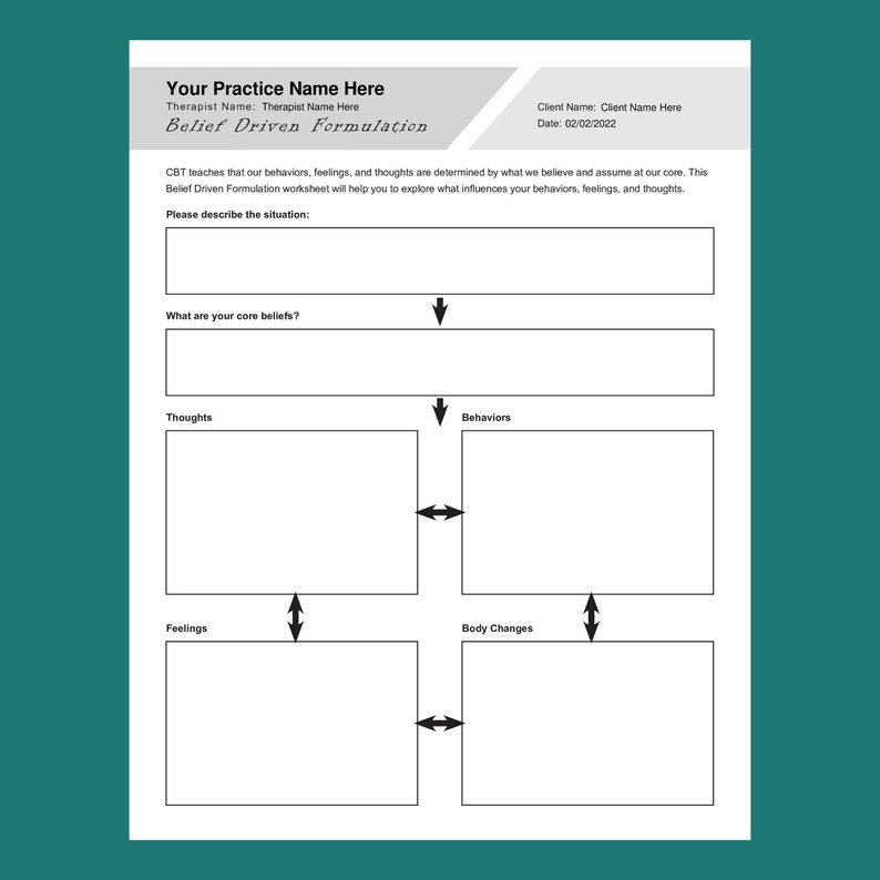 CBT: Belief Driven Formulation Worksheet Editable / Fillable - Etsy UK CBT: Belief Driven Formulation Worksheet Editable / Fillable - Etsy UK