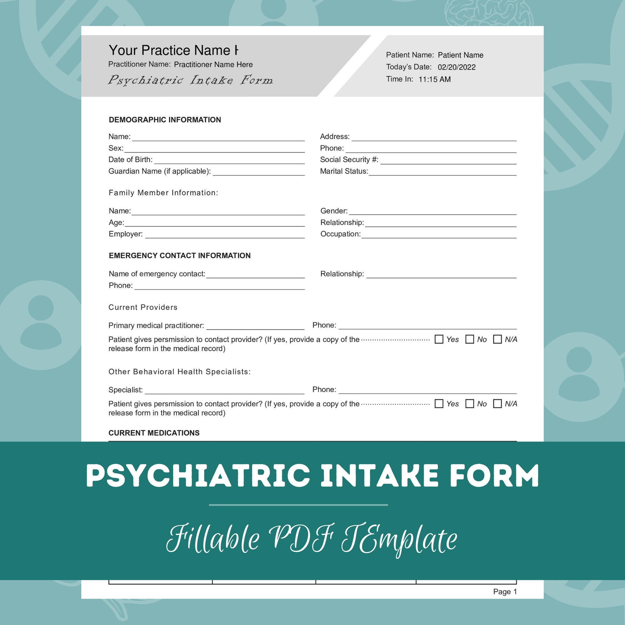 Psychiatric Forms Bundle Editable / Fillable / Printable PDF Templates ...