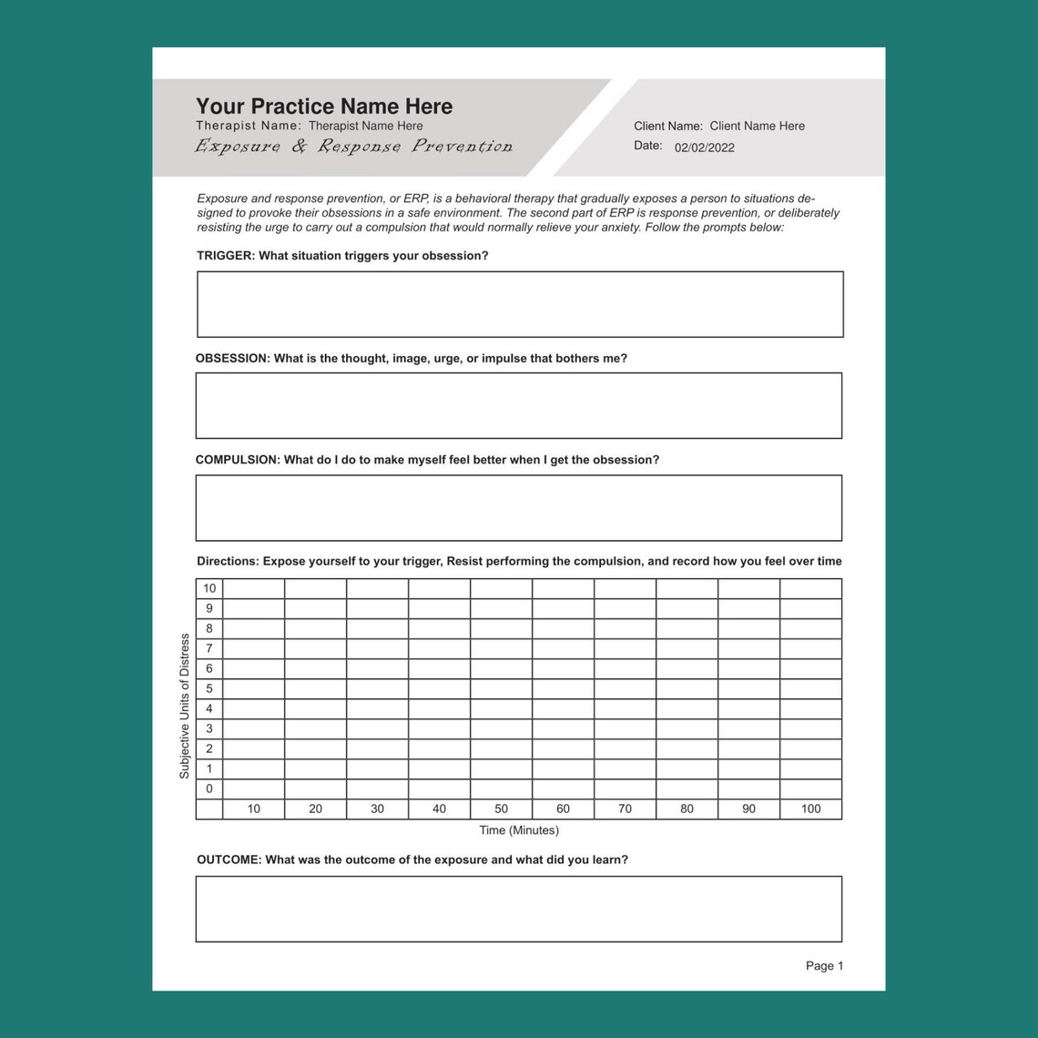 Exposure Therapy Worksheets Bundle Editable / Fillable / Printable PDF ...