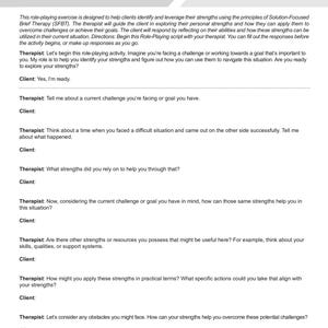 Solution-focused Therapy Strength Finder Role-playing Script Worksheet ...
