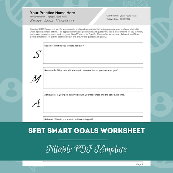SFBT Smart Goals Worksheet Editable / Fillable PDF Template - Etsy