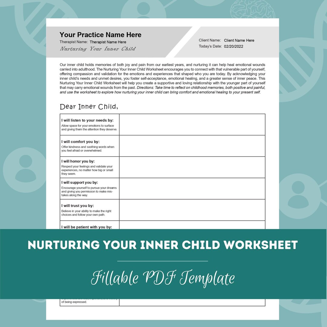 Nurturing Your Inner Child Worksheet (fillable, Printable PDF) | for ...