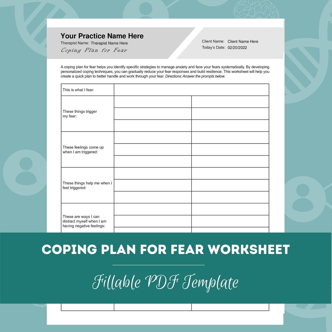 Coping Plan for Fear Worksheet | Editable / Fillable PDF | for ...