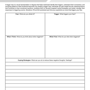 Fear Triggers Map Worksheet | Editable / Fillable PDF | for Counselors ...