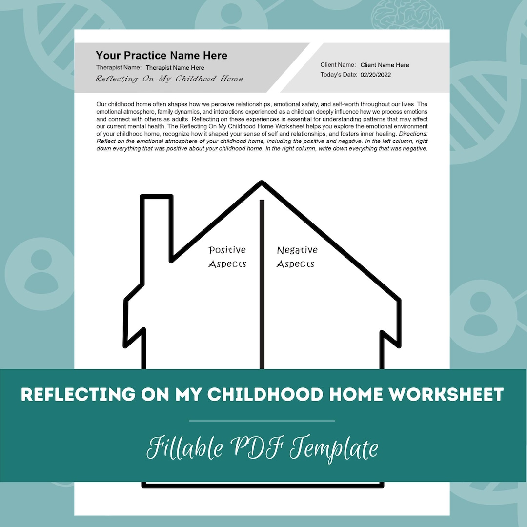 Reflecting on My Childhood Home Inner Child Worksheet (fillable ...