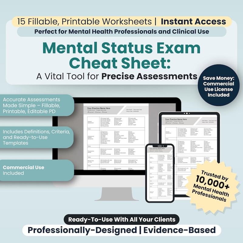 Mental Status Exam Cheat Sheet - Etsy