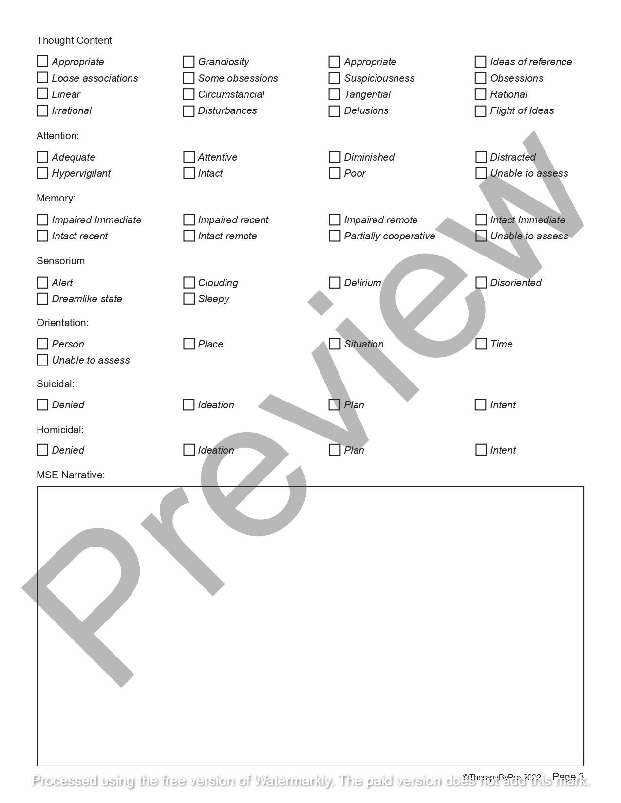 Psychiatric Progress Note | Editable / Fillable PDF Template | for ...