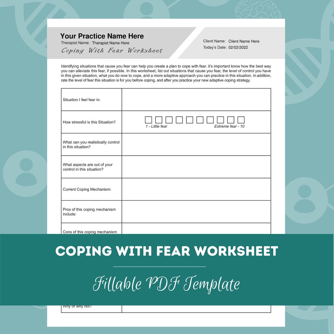 Coping With Fear Worksheet | Editable / Fillable PDF | for Counselors ...