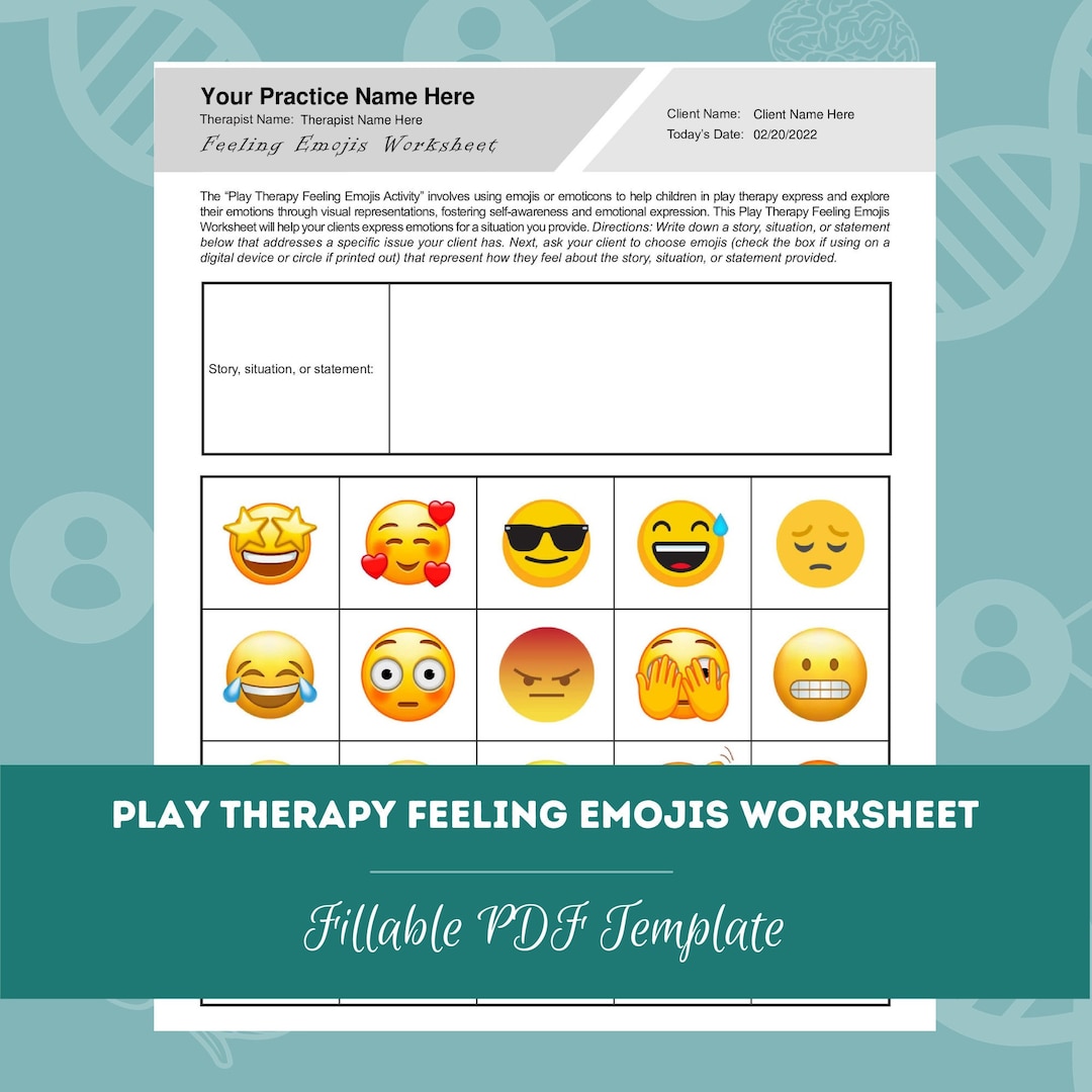 Play Therapy Feeling Emojis Worksheet | Editable / Fillable PDF ...